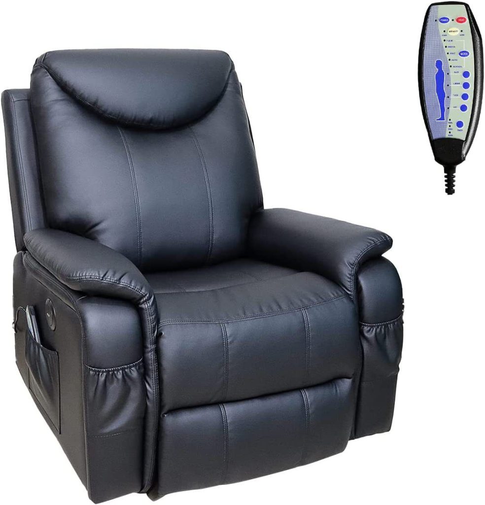 Heated Massage Recliner Sofa, 8 Point Heated Massage, 3 Timers
