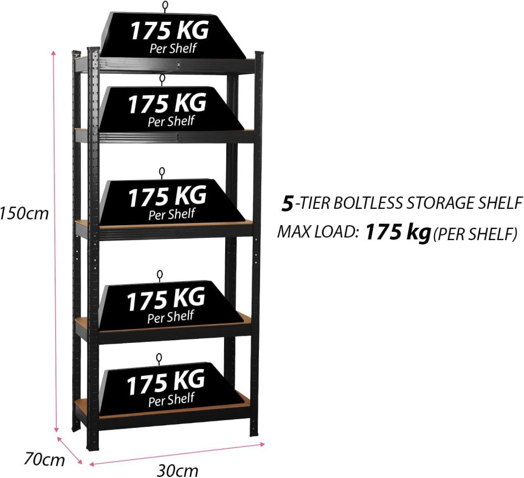 5 Tier Rack, High Load-Bearing Garage Shelving Unit